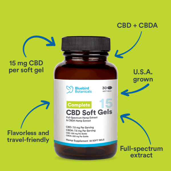 Bluebird Botanicals, Complete CBD + CBDA Oil Softgels, Full Spectrum ...