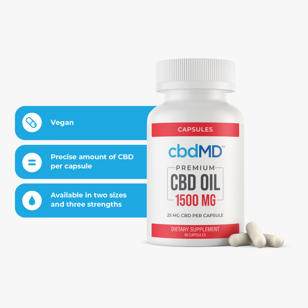 cbdMD, CBD Oil Capsules, Broad Spectrum THC-Free, 60ct, 1500mg CBD ... cbdMD, CBD Oil Capsules, Broad Spectrum THC-Free, 60ct, 1500mg CBD ...