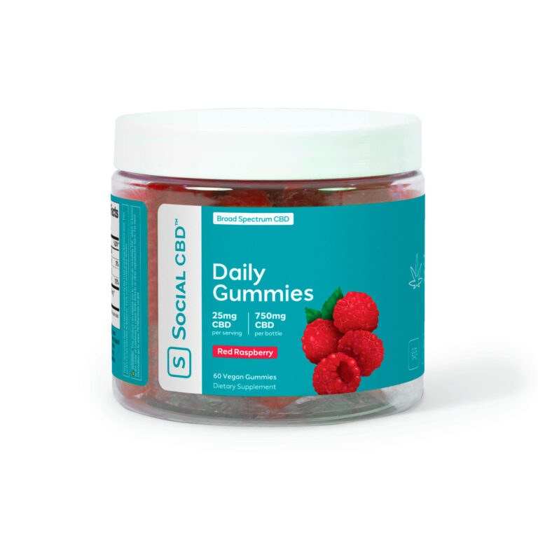 Social CBD, Daily CBD Gummies, Red Raspberry, Broad Spectrum THC-Free ...