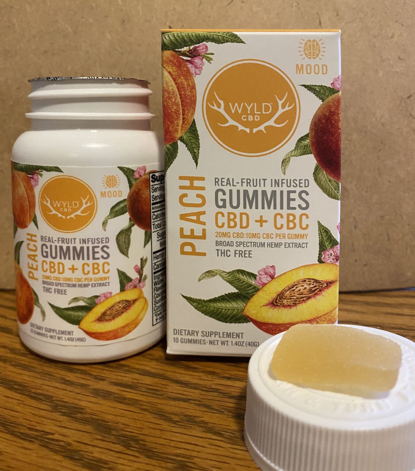 Wyld CBD, Peach Gummies, Broad Spectrum THC-Free, 20ct, 200mg CBC ...