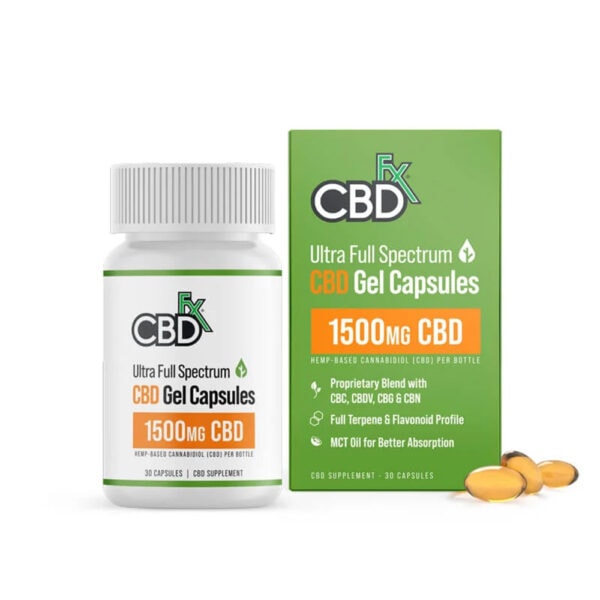 CBDfx, CBD Soft Gel Capsules 50mg, Full Spectrum, 30ct, 1500mg CBD - CBD.market