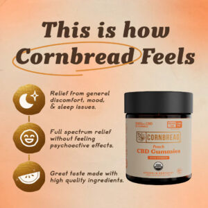Cornbread Hemp, CBD Gummies, Peach, Full Spectrum, 30ct, 30mg THC ...