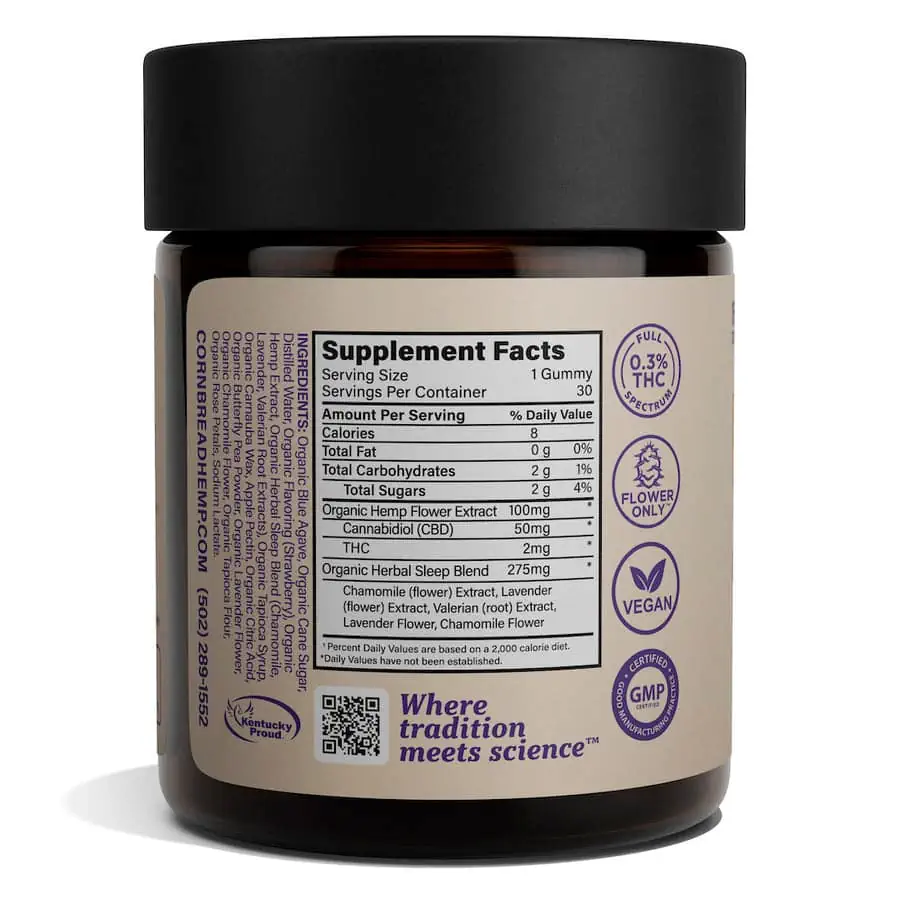 Cornbread Hemp, CBD Sleep Gummies, Full Spectrum, 30ct, 60mg THC ...