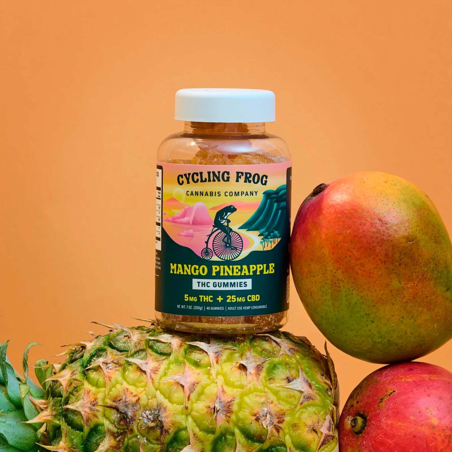 Cycling Frog, 5mg THC + 25mg CBD Gummies, Mango-Pineapple, Full ...