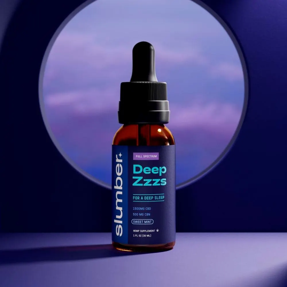 Slumber, Deep Zzzs CBD+CBN Sleep Tincture, Sweet Mint, Full Spectrum, 1oz, 500mg CBN + 1500mg ...